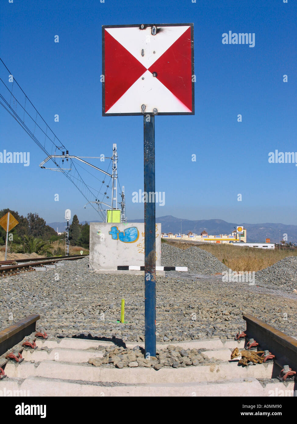 Spain End of the line on railway Stock Photo - Alamy