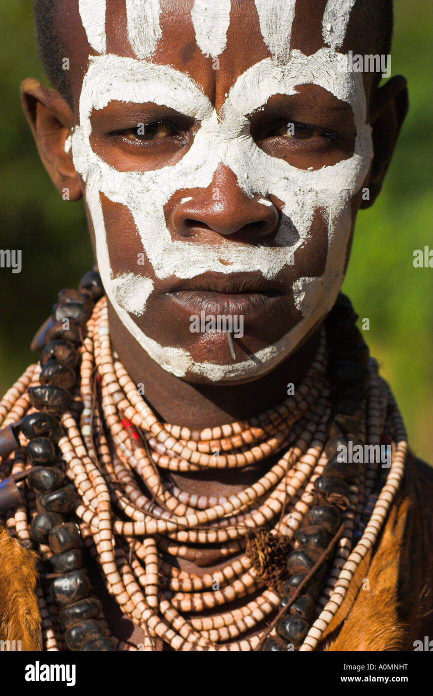ETHIOPIA Lower Omo valley Mago National Park Karo woman with face ...