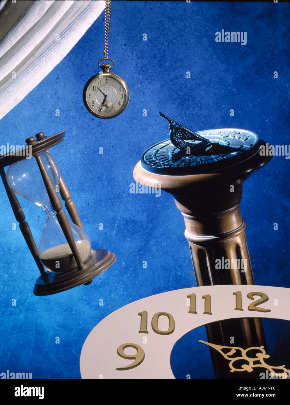 still life assorted timepieces pedestal squander waste dissipate ravage ...