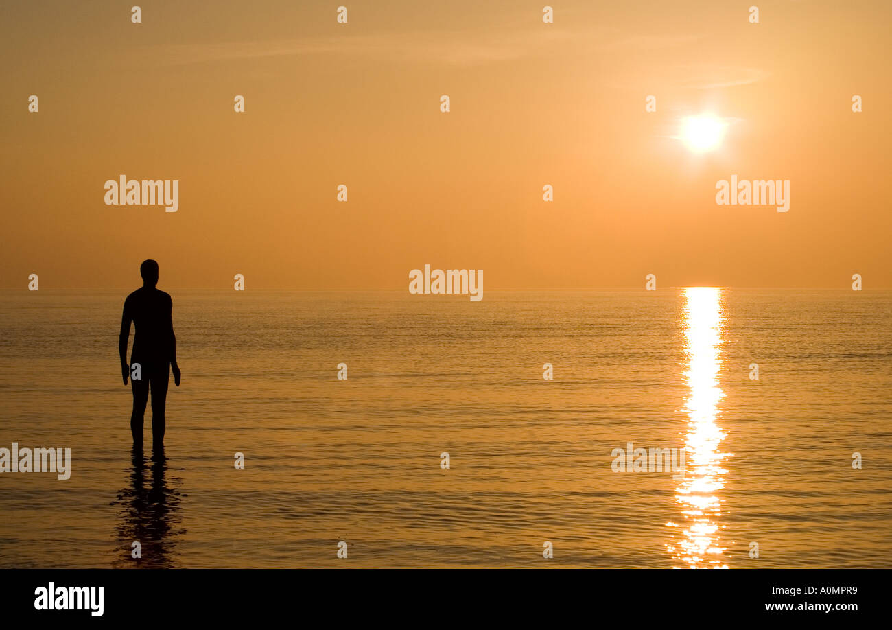 Antony Gormley Another Place Statue on Crosby Beach Merseyside Stock ...