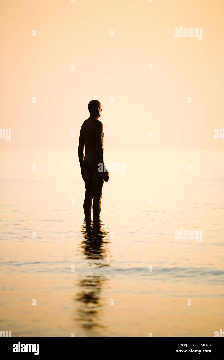 Antony Gormley Another Place Statue on Crosby Beach ,Merseyside Stock ...