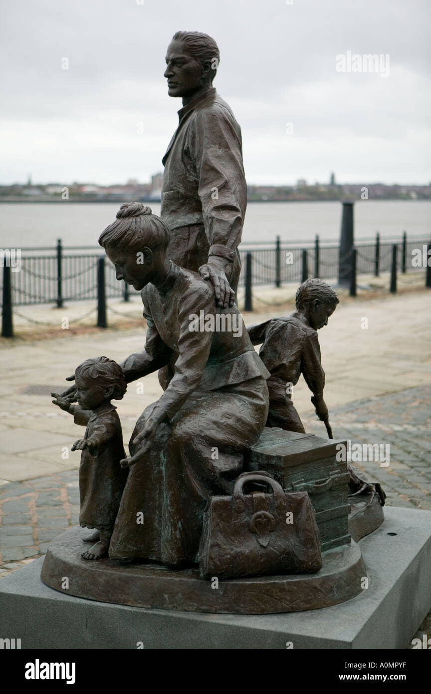 Mormon Statue Liverpool Waterfront showing a family leaving for the new ...