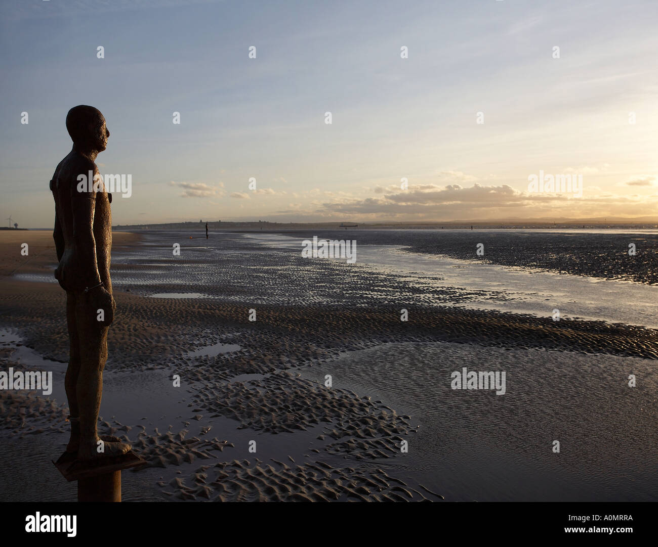 Antony Gormley Another Place Statue on Crosby Beach Merseyside Stock ...