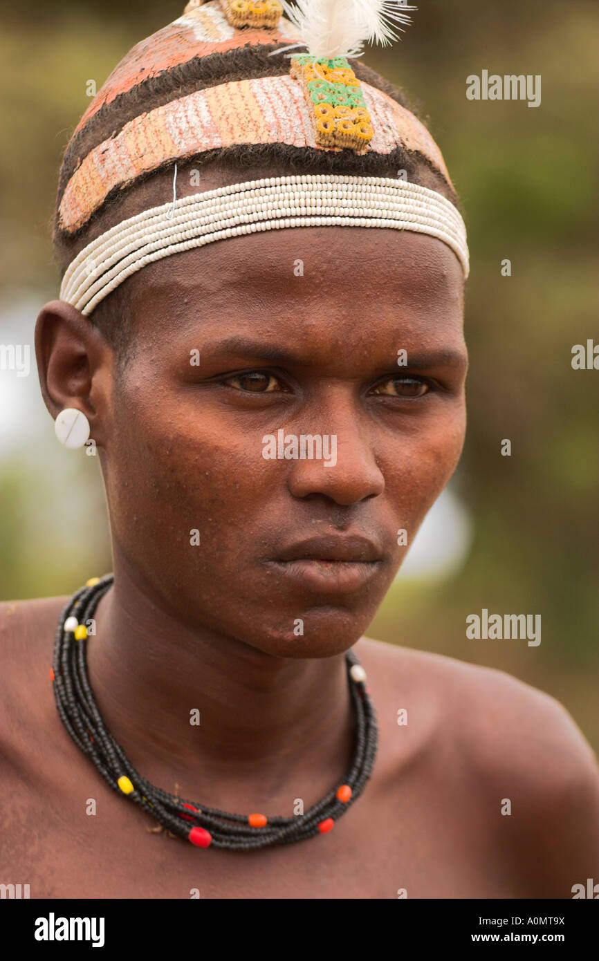 ETHIOPIA Lower Omo valley Village near Omorate Dassanech man Stock ...