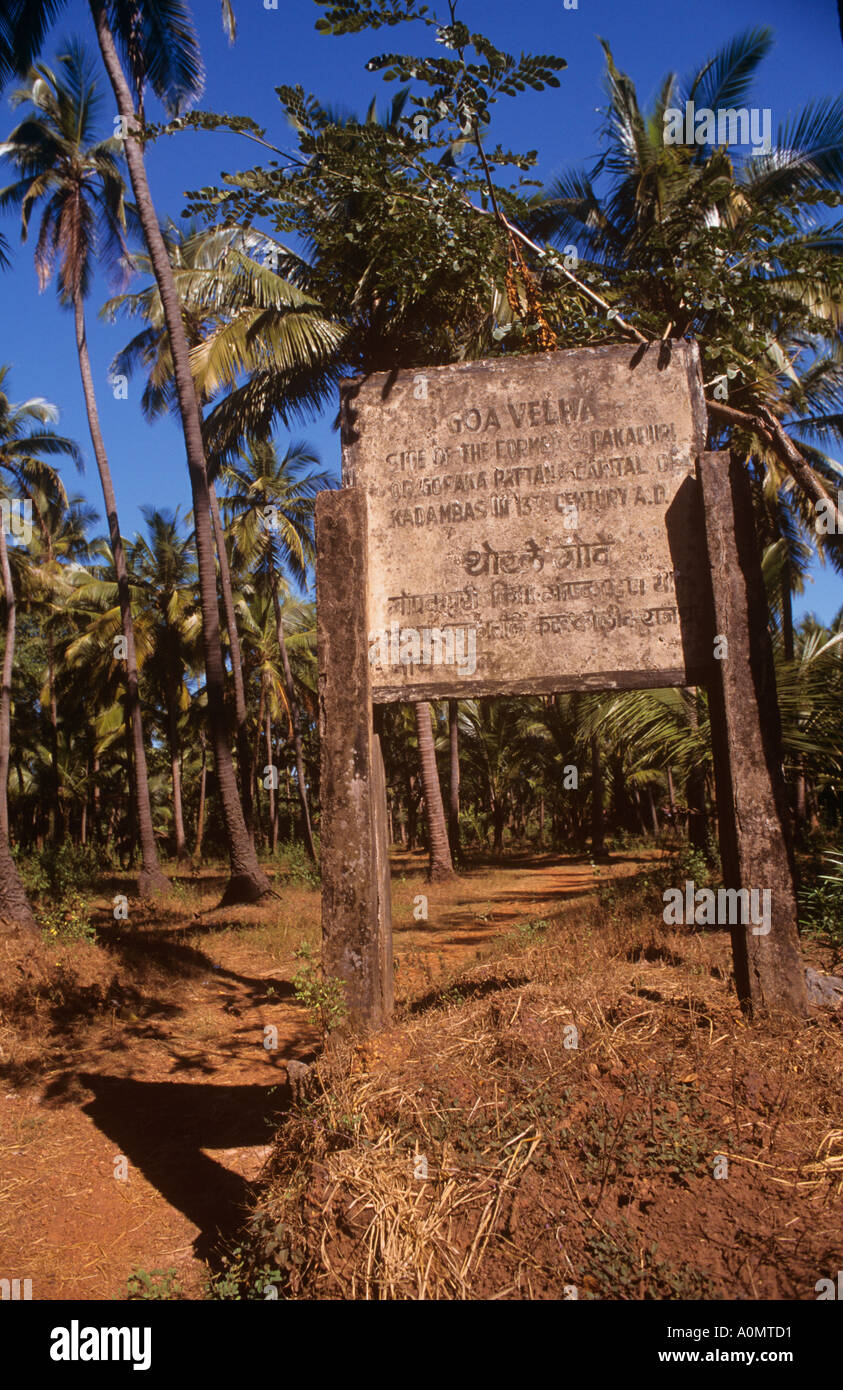 Sign Site of Goa Velha near Cortalim National Highway 17 Tiswadi Goa ...