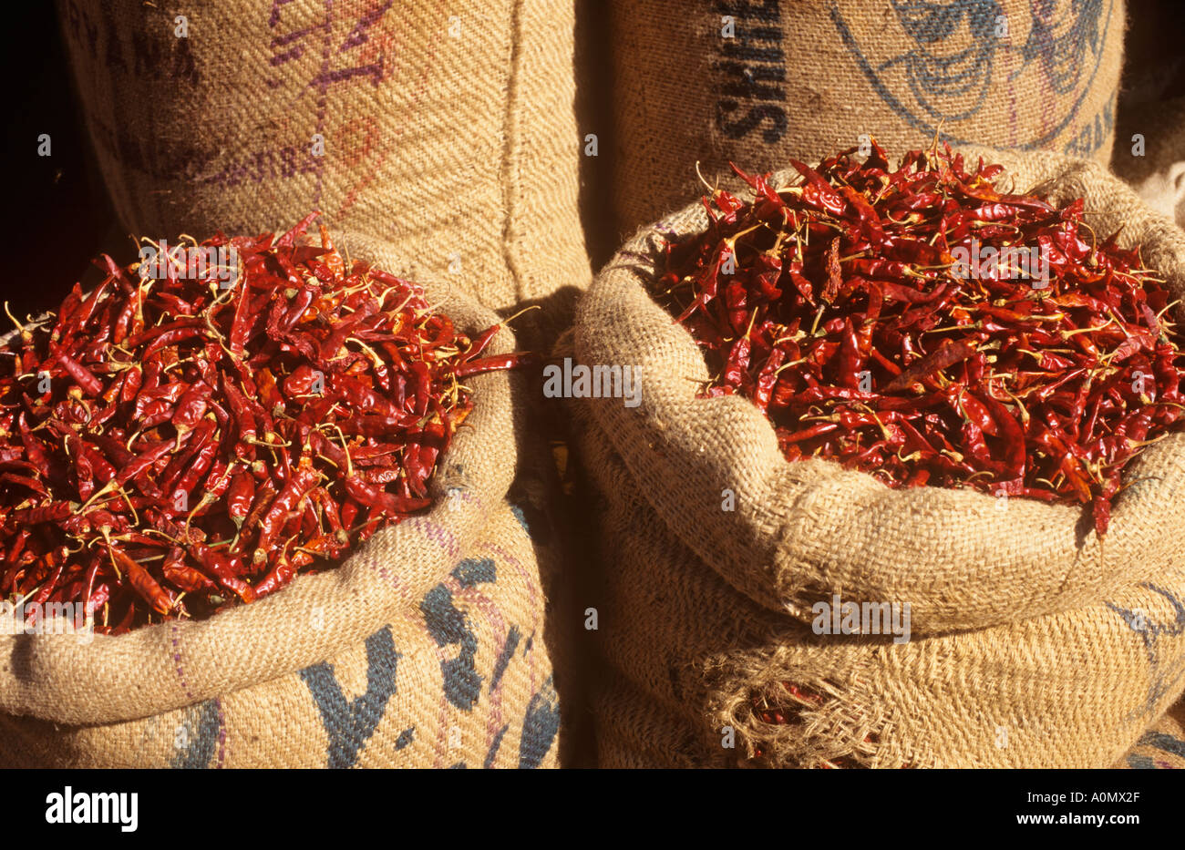 Sacks of chillies hi-res stock photography and images - Alamy