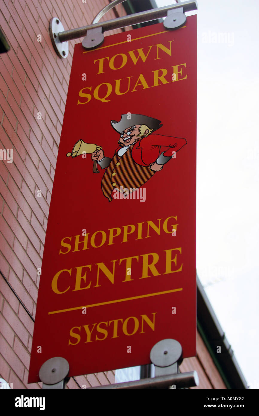 Sign for Town Square shopping centre in Syston, Leicestershire Stock ...