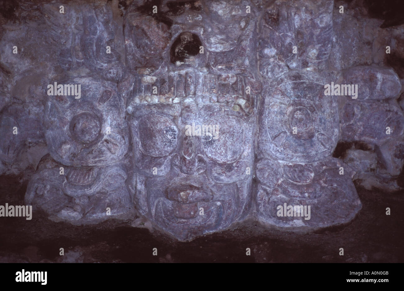 Masks in Temple of masks Edzna Maya historic site Yucatan peninsula ...