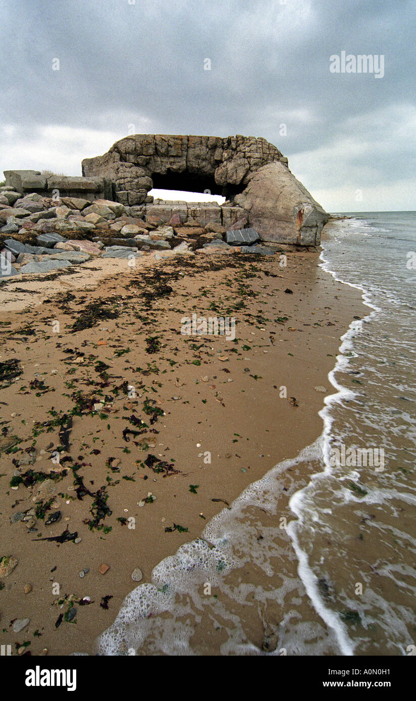 Remains of wartime bunker Ver sur Mer Normandy France EU Europe Stock ...