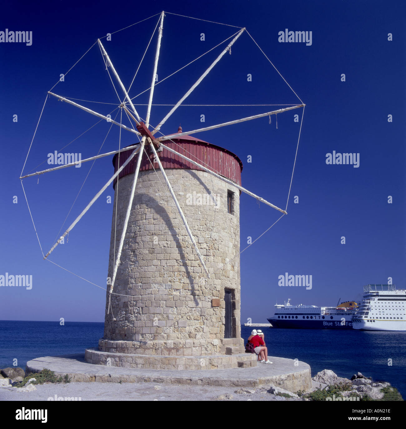Medieval Windmill Rhodes Stock Photo - Alamy