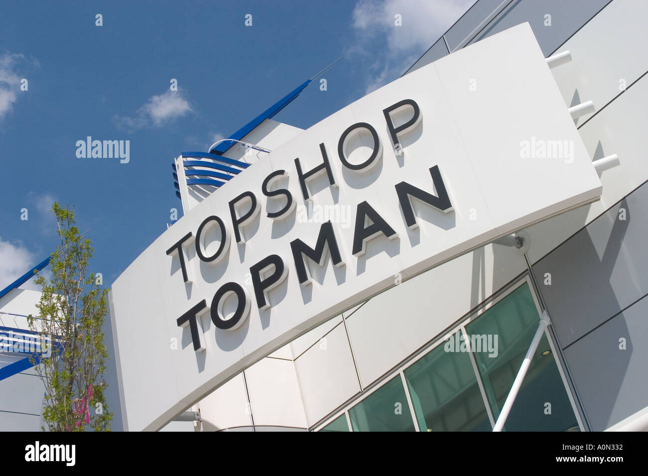 Topshop and Topman clothes store sign at retail shopping park in East ...