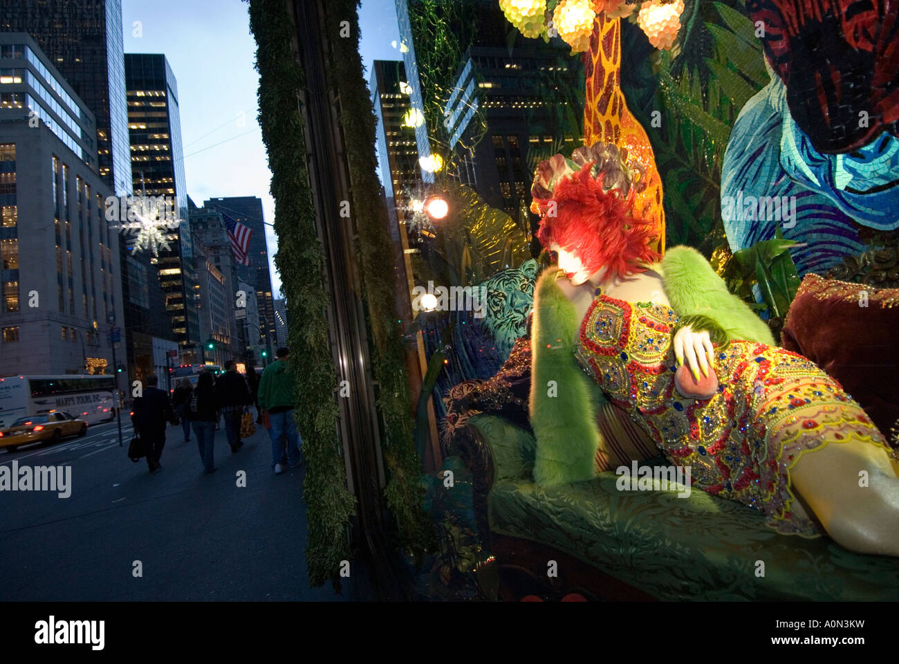 Jungle theme Christmas window display at Bergdorf Goodman department ...