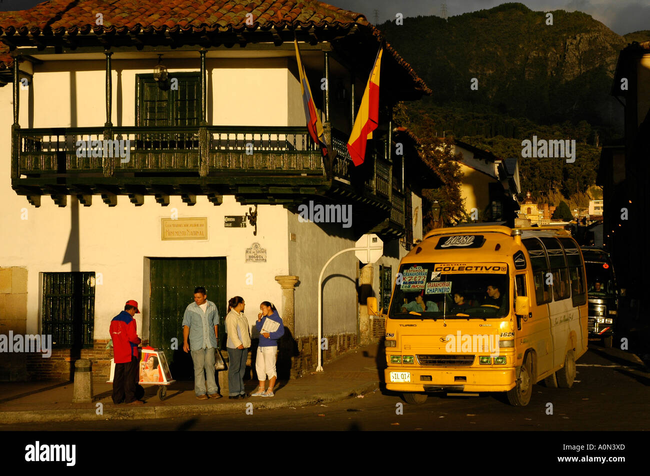 Street corner with traffic in Bogota, capital of Colombia, South ...