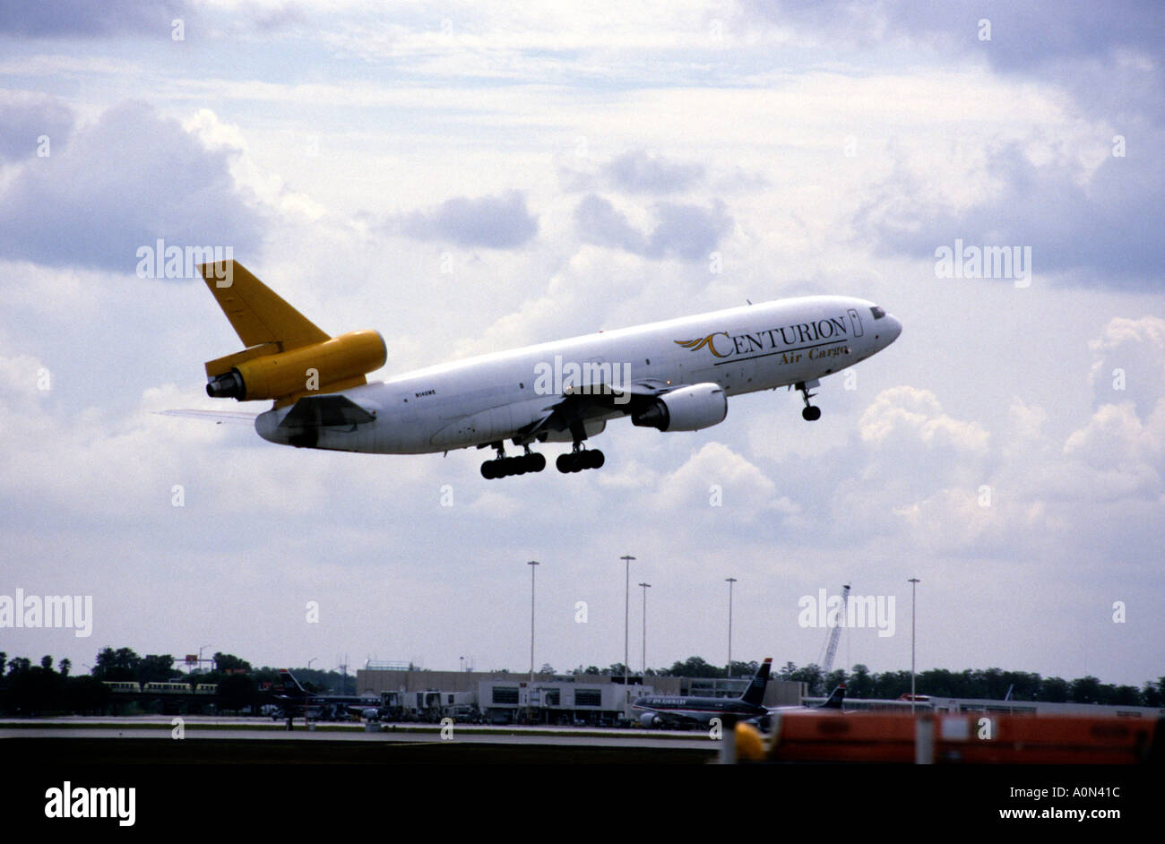 Centurion Air Cargo DC 10 taking off from MCO Orlando Fl Stock Photo ...