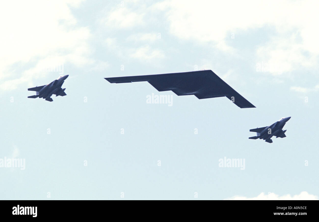 Northrop B2A Spirit Stealth Bomber Flypast With Boeing McDonnell ...