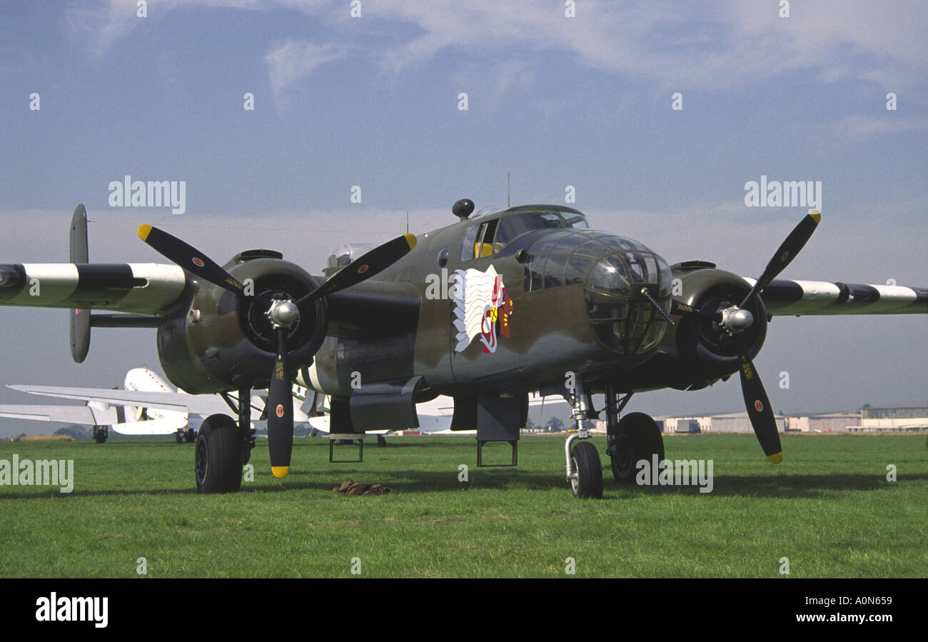 North American B-25J Mitchell bomber plane in RAF colours and D-Day ...