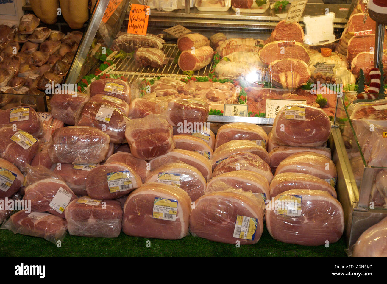 Display of meat available for last minute Christmas eve shoppers ...