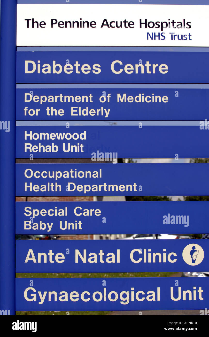 blue sign Penine Acute Hospitals NHS trust diabetes centre department ...