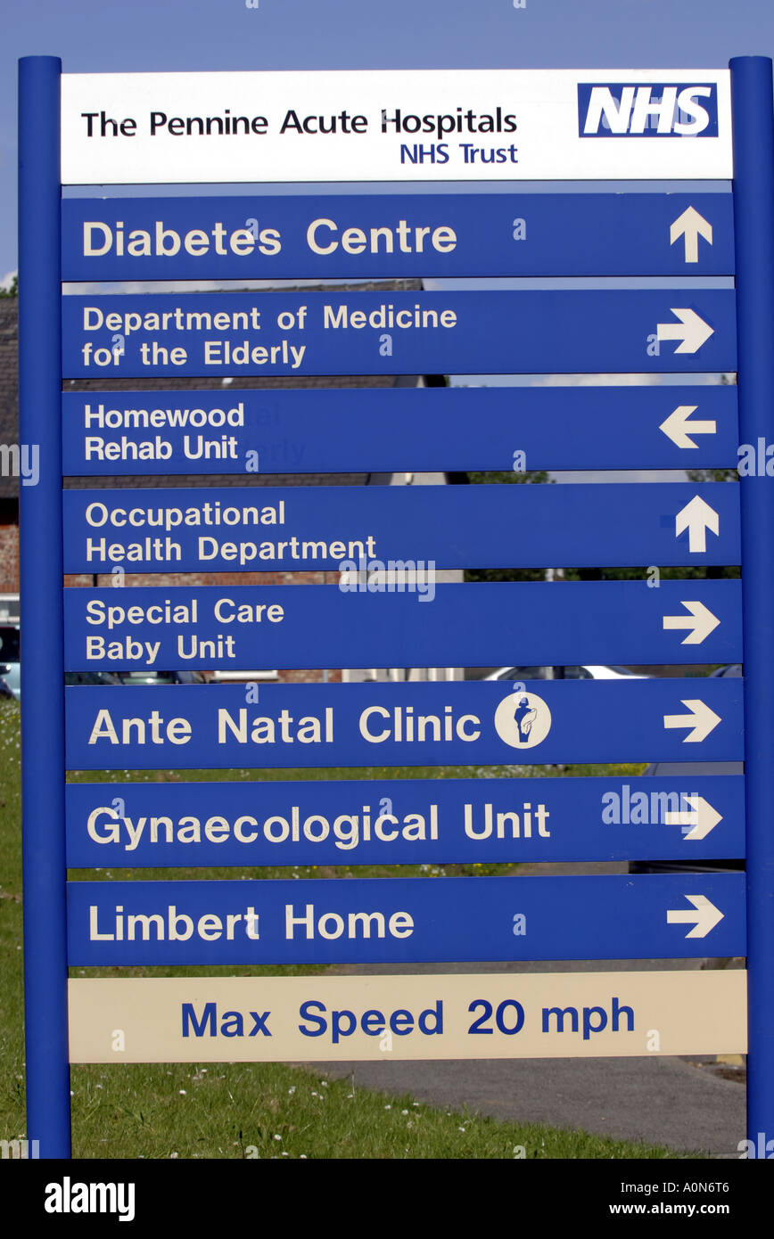 blue sign Penine Acute Hospitals NHS trust diabetes centre department ...
