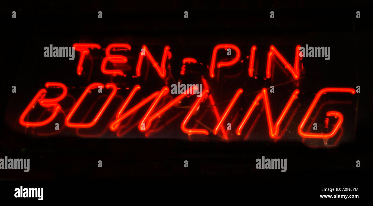 Ten pin bowling neon sign Stock Photo - Alamy