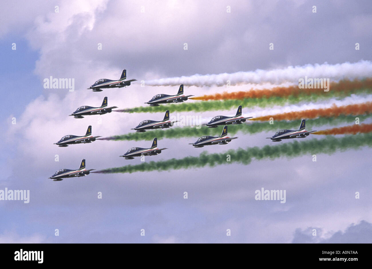 Frecce Tricolori Italian Display Team Formation Flypast Aermacchi MB339 ...