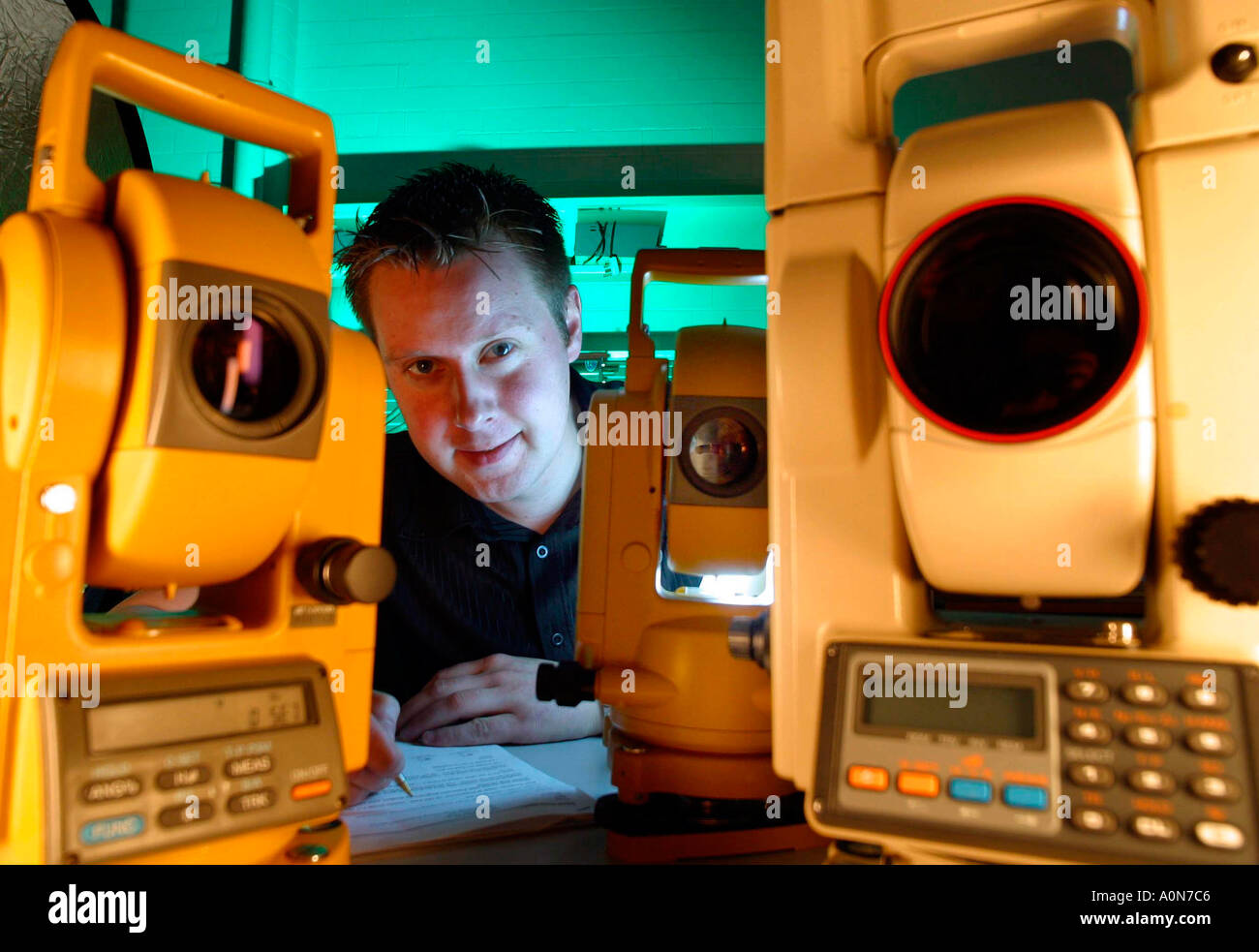 student with theodolite Stock Photo - Alamy