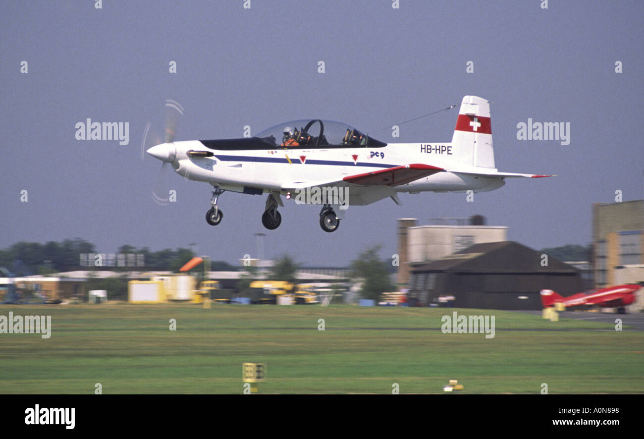 Pilatus PC9 Trainer Taking Off Farnborough Airshow Stock Photo - Alamy
