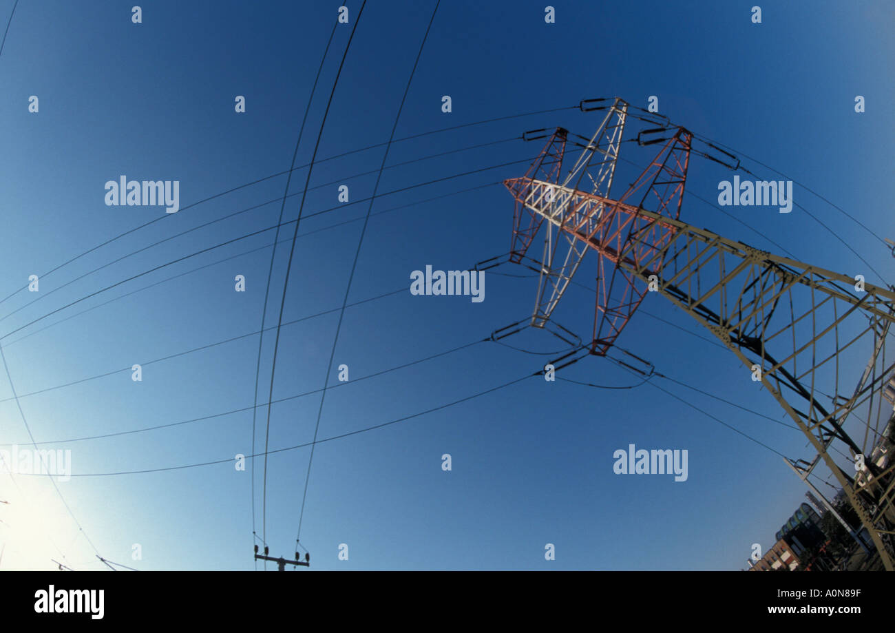 high tension pole Stock Photo - Alamy