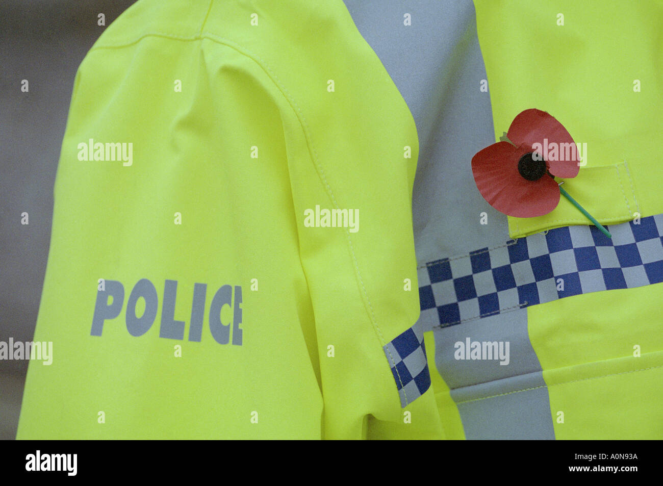 a police man wears a poppy on remembrance day Stock Photo - Alamy