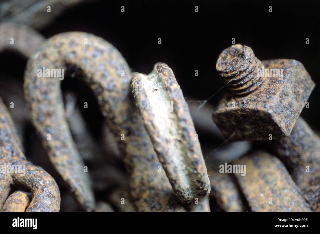 Rusty Metal bolts Links Stock Photo - Alamy