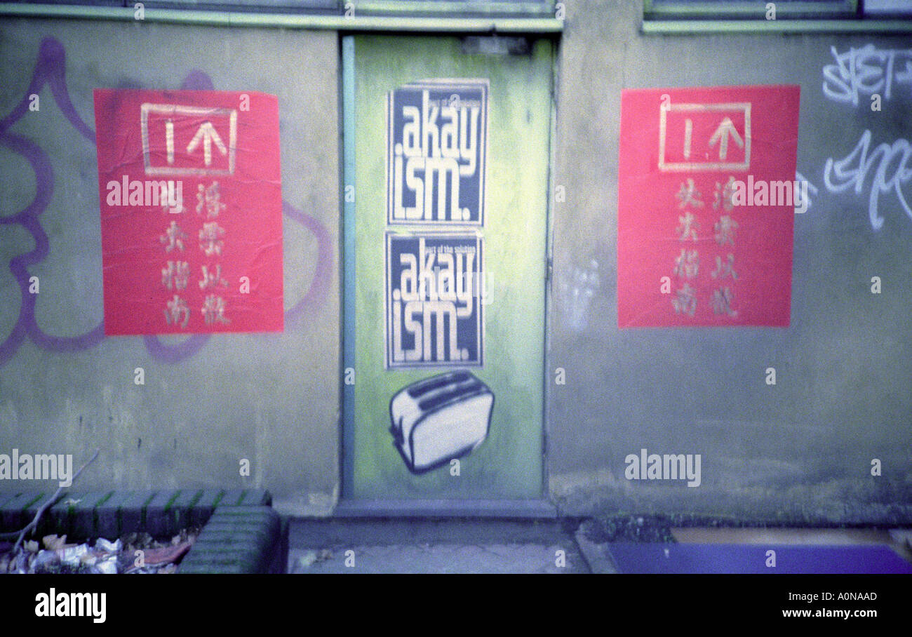 Chinese Fly posters and graffiti in Hoxton Stock Photo - Alamy