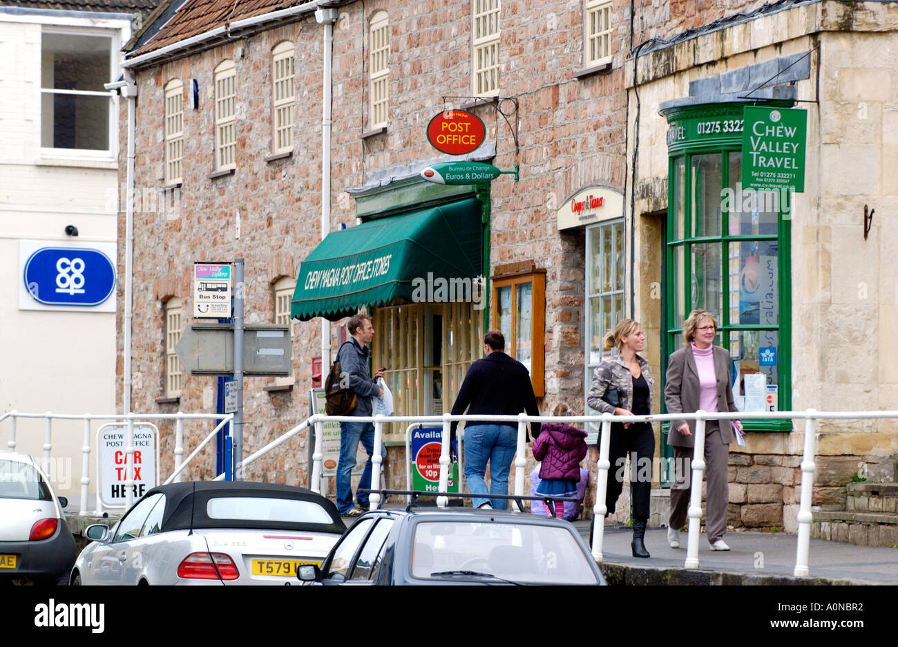 Shops and car parking in village centre of Chew Magna near Bristol ...