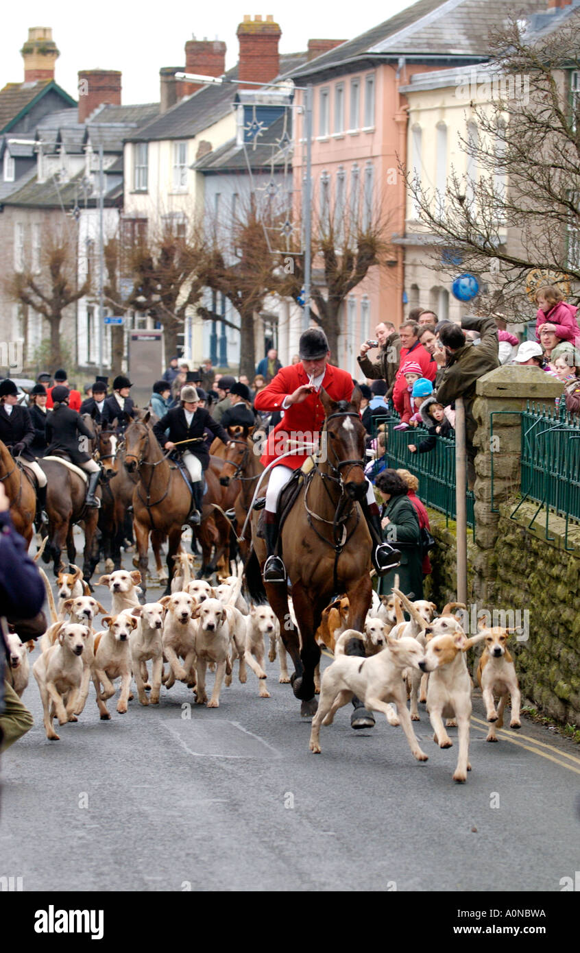 Golden Valley Hunt set off from the Town Clock Square in Hay on Wye ...