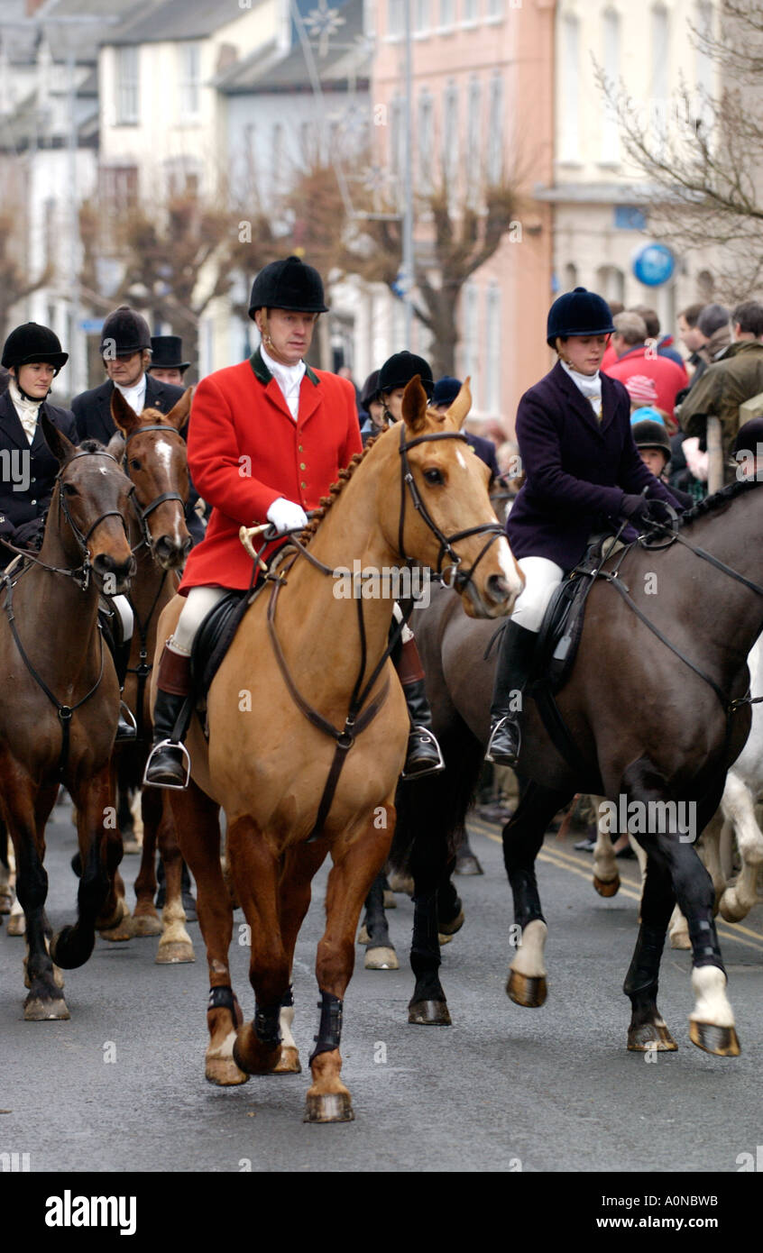 Golden Valley Hunt set off from the Town Clock Square in Hay on Wye ...