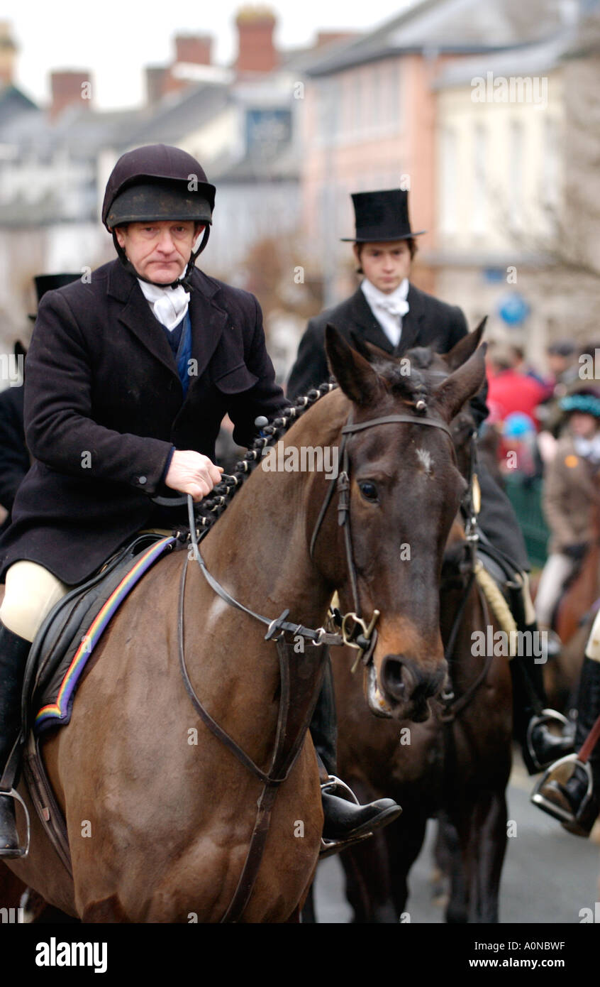 Golden Valley Hunt set off from the Town Clock Square in Hay on Wye ...