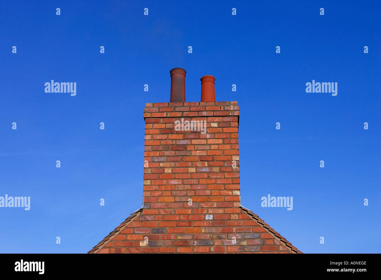 Brick chimney on a gable end of a house in the black country, dudley ...