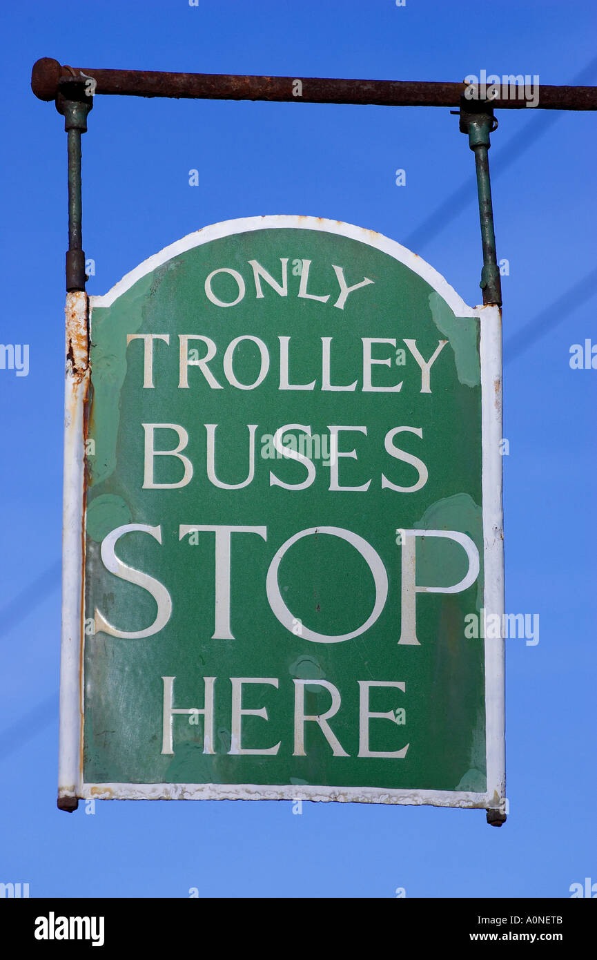 Trolly bus stop sign black country living museum Dudley west midlands ...