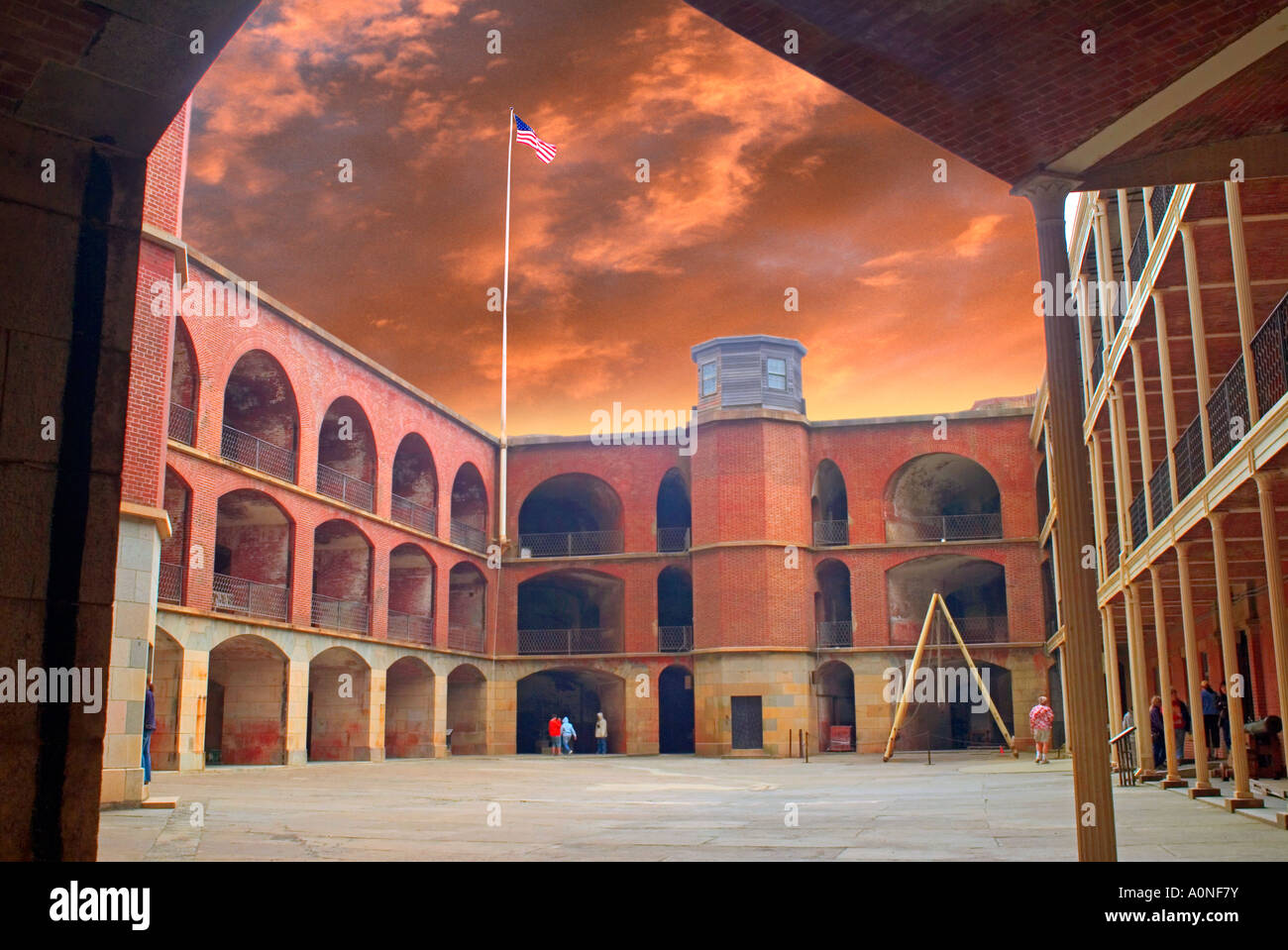 Interior courtyard of Fort Point in San Francisco California Stock ...
