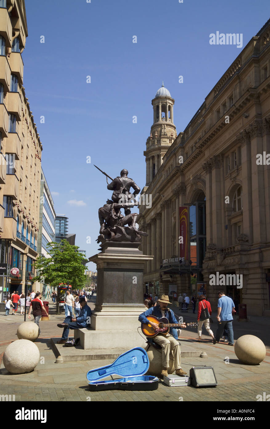 Busker St Annes Square Manchester Lancashire England Stock Photo - Alamy