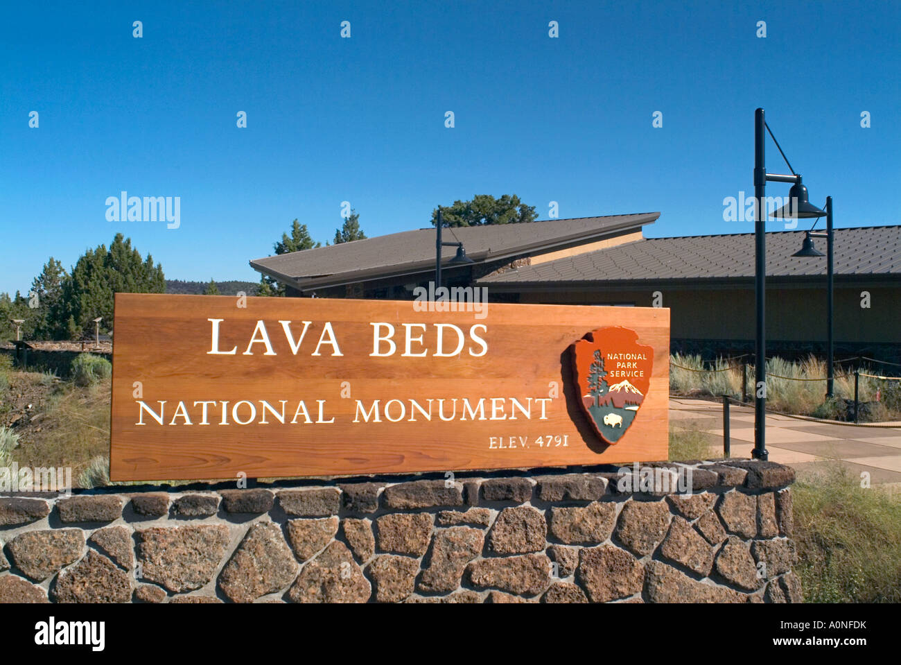 Signage at Lava Beds national Monument near Tulelake California USA ...