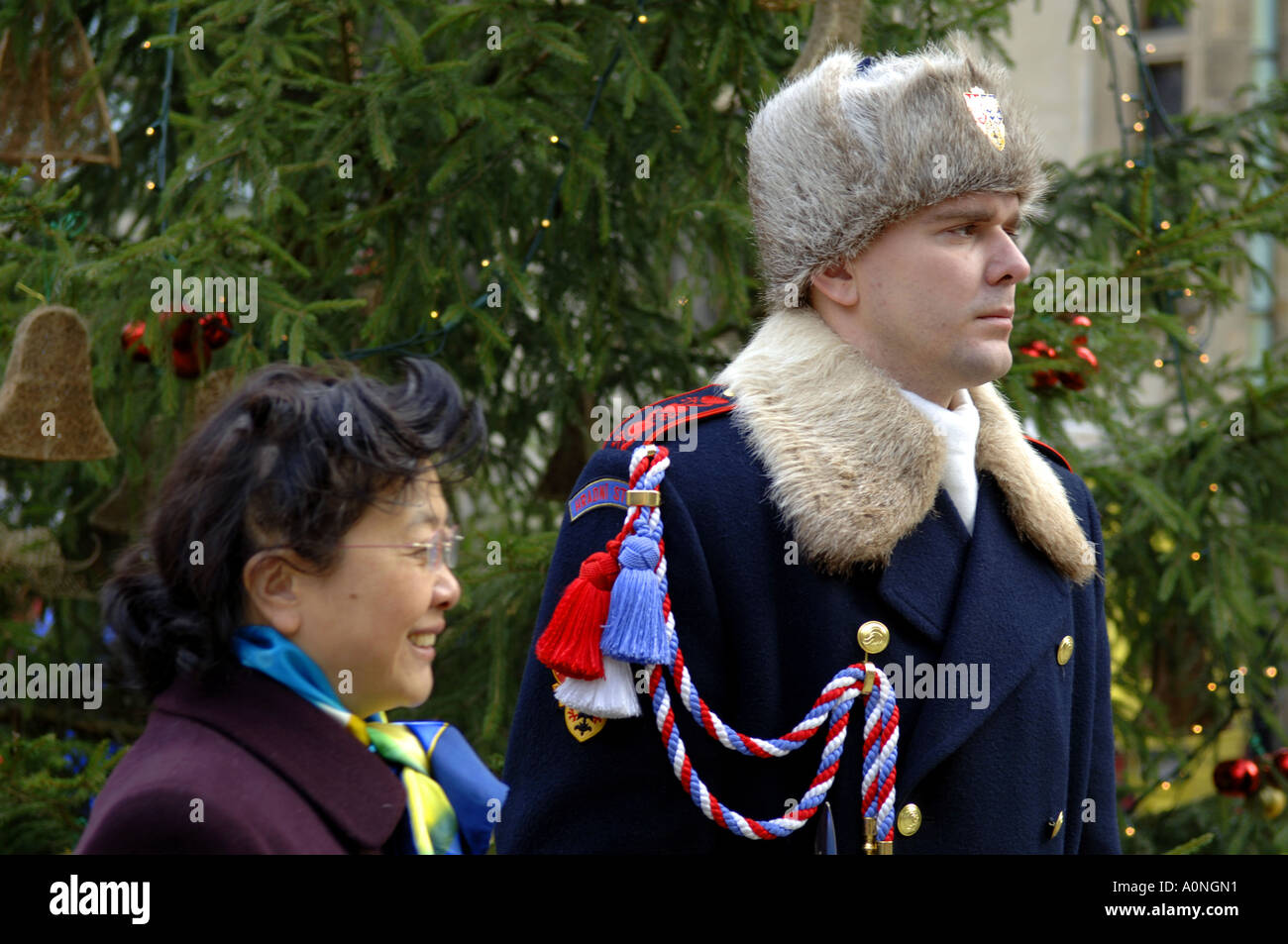uniformed czech republic military soldier on guard at Saint Vitus ...