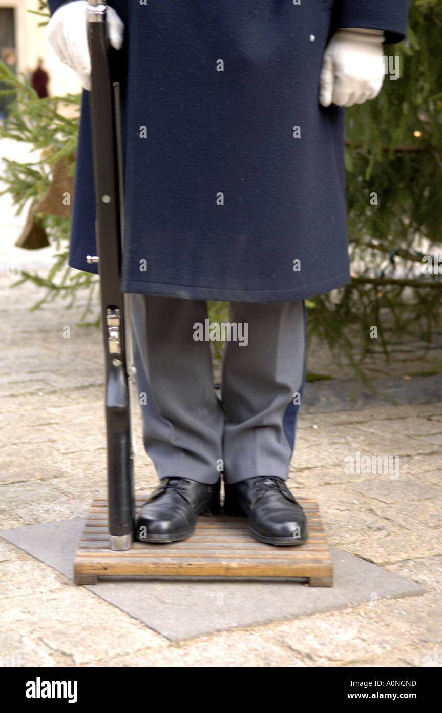 uniformed czech republic military soldier on guard at Saint Vitus ...