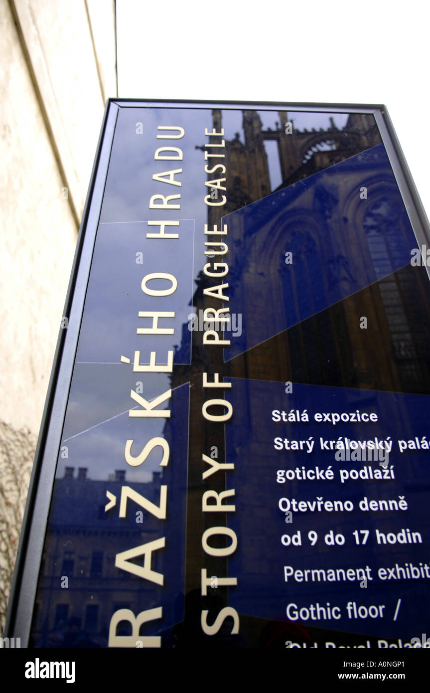 sign the story of prague castle museum Stock Photo - Alamy