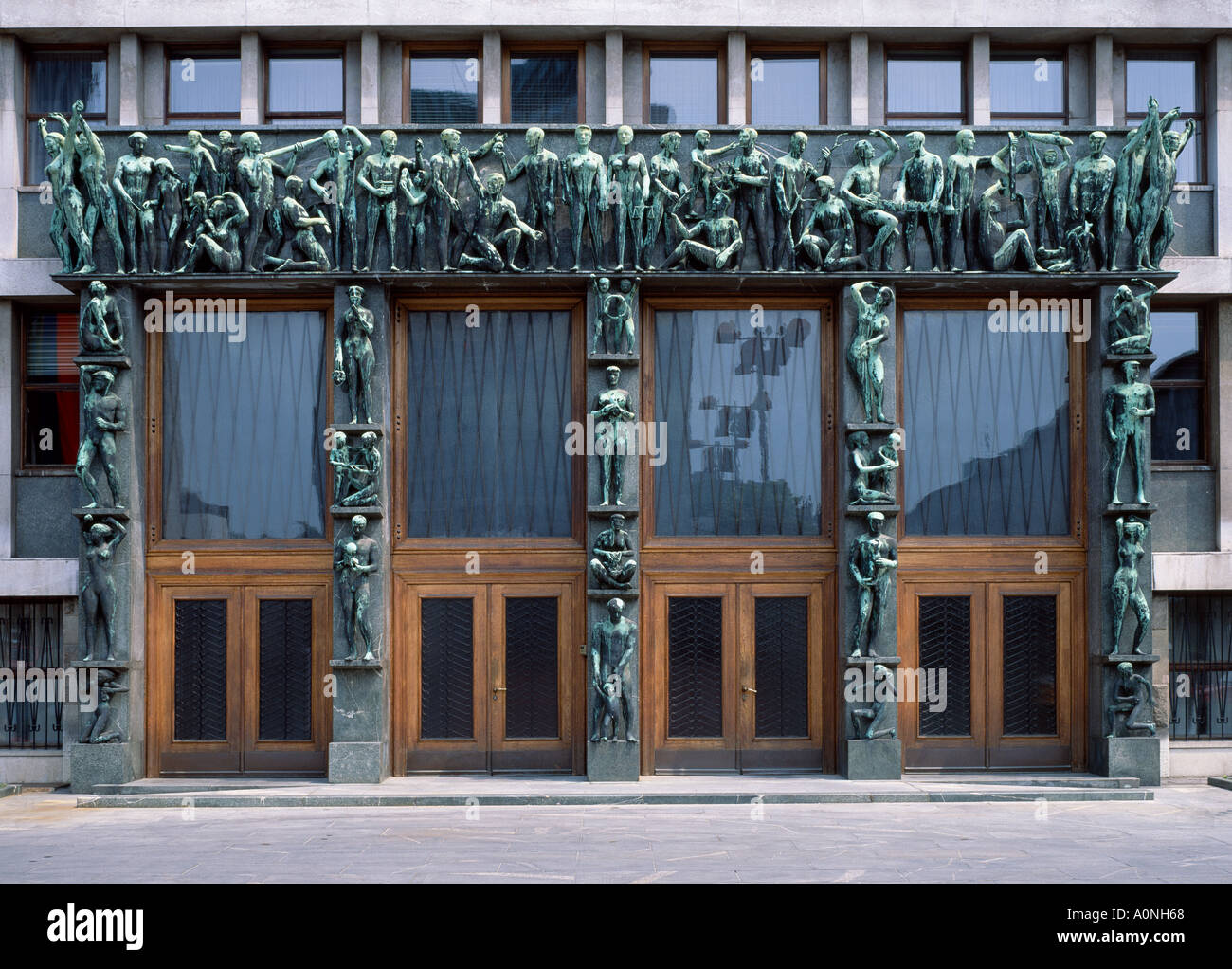 The doorway of the Parliament building, Trg Republike, Ljubljana ...
