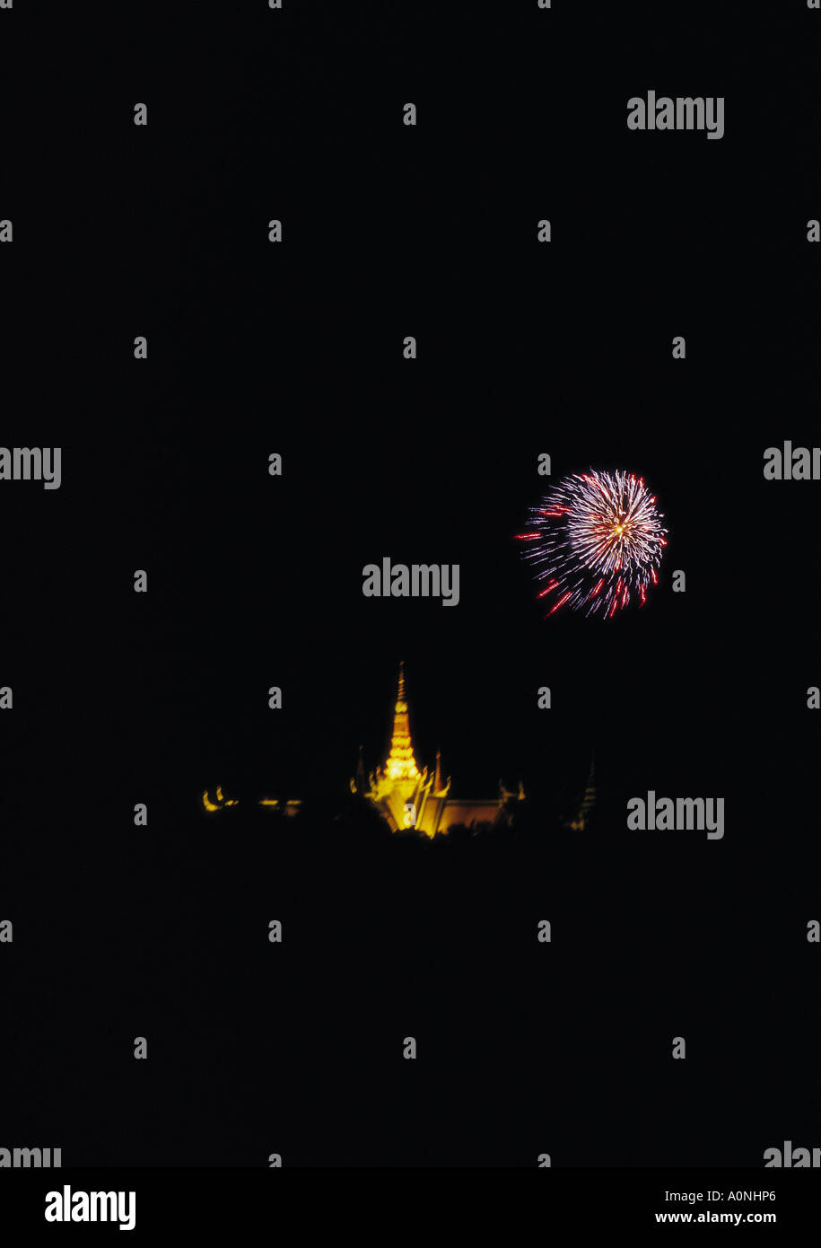 fireworks over the grand palace phnom penh Cambodia Stock Photo - Alamy