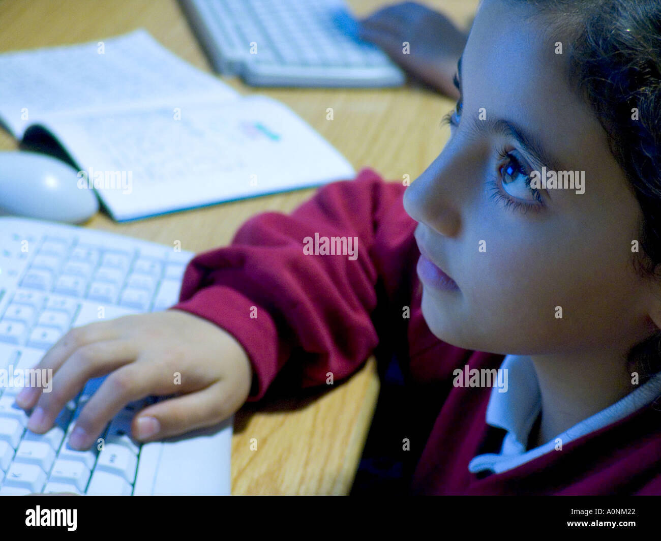 SCHOOL COMPUTER SCHOOLGIRL junior 5-7years Hispanic schoolgirl in ...