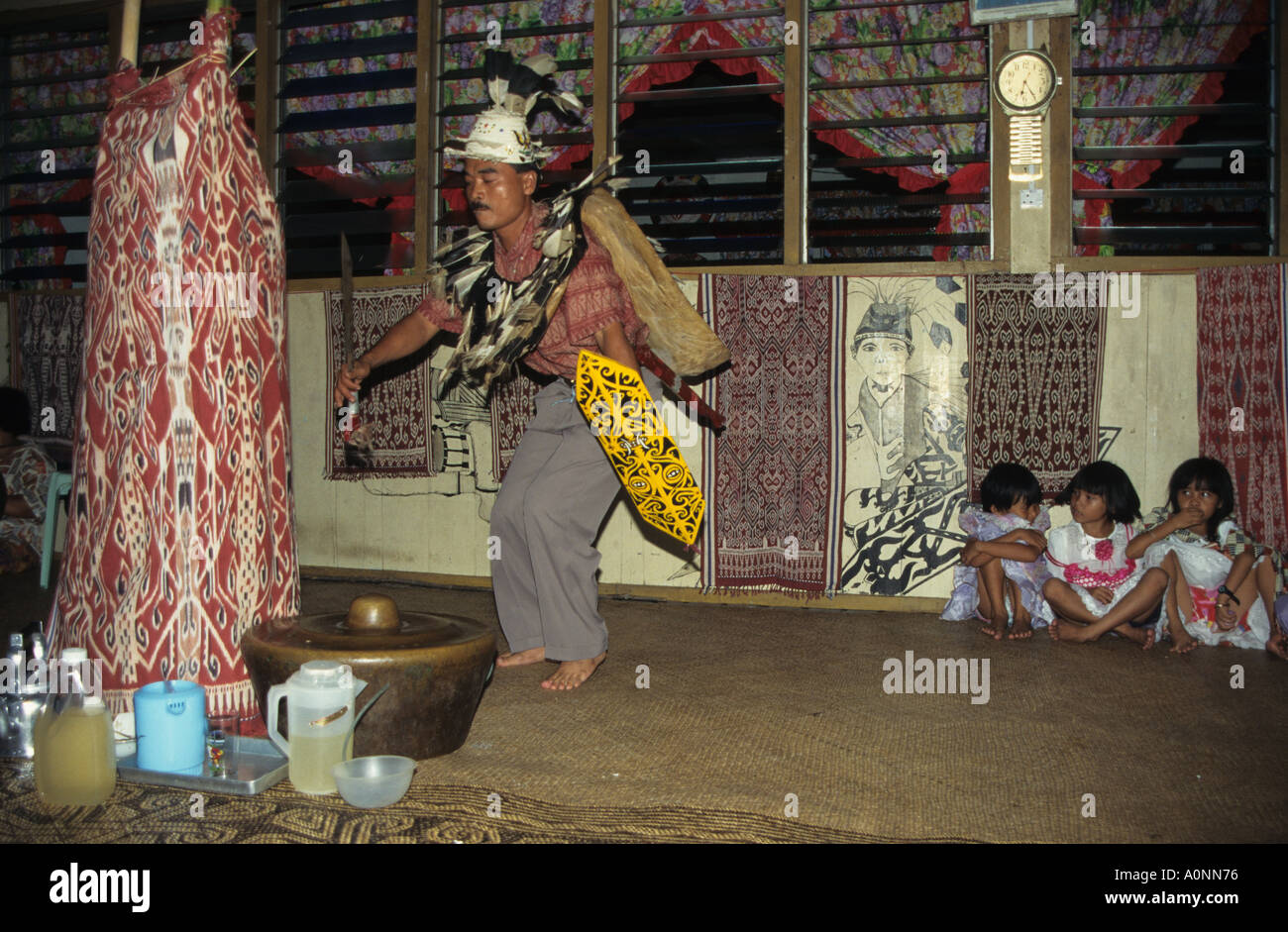 Ceremonial dance in Dayak longhouse Sarawak Malaysia Stock Photo - Alamy