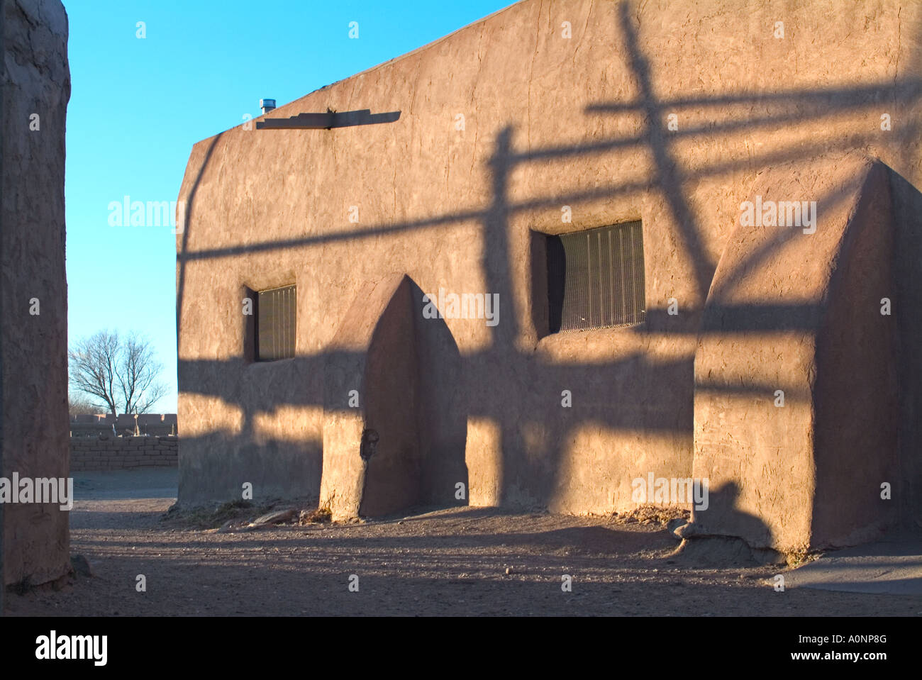 Native American Indian adobe style home with shadows Stock Photo - Alamy