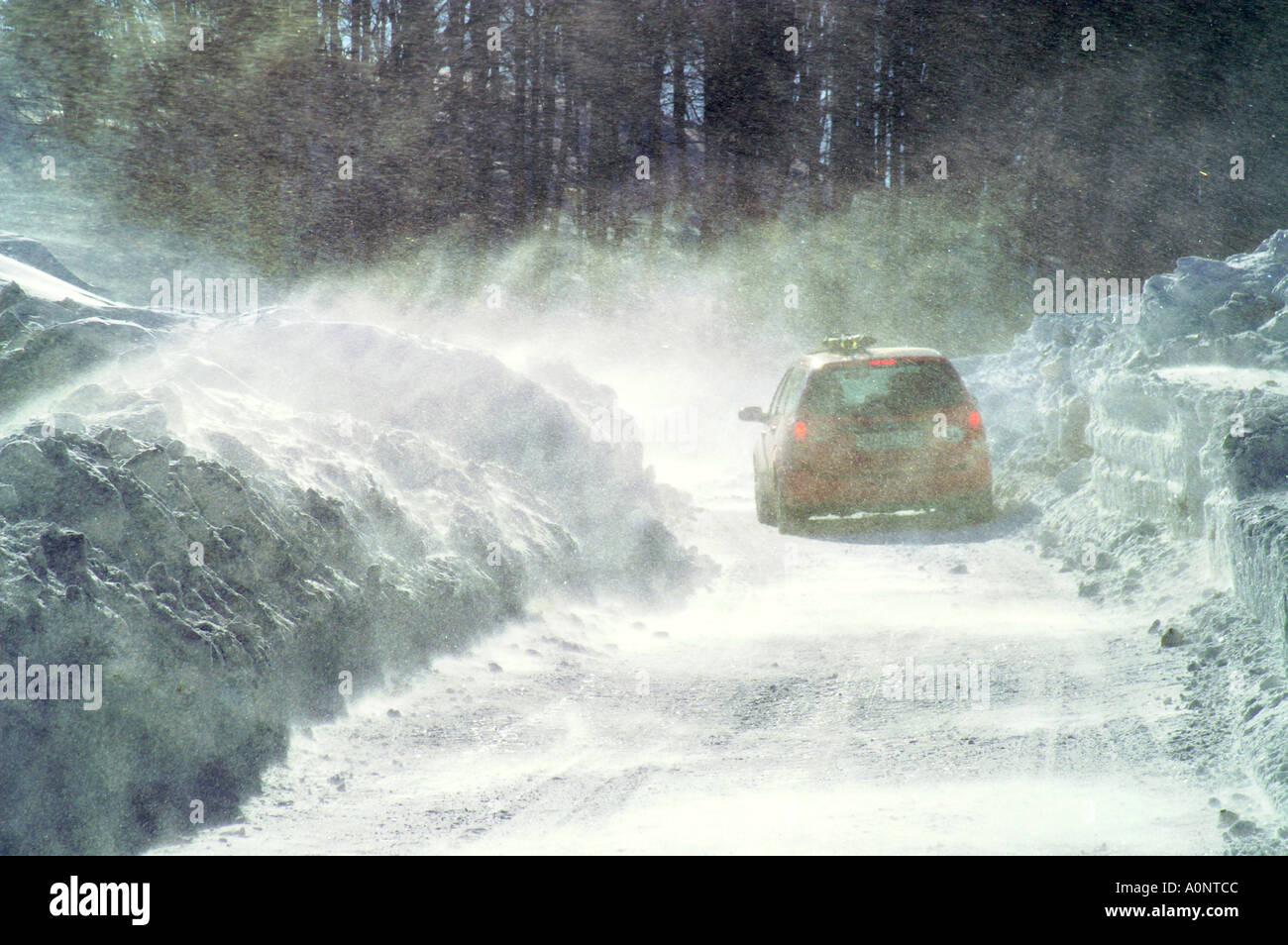A Car in Snow Blizzard Stock Photo - Alamy