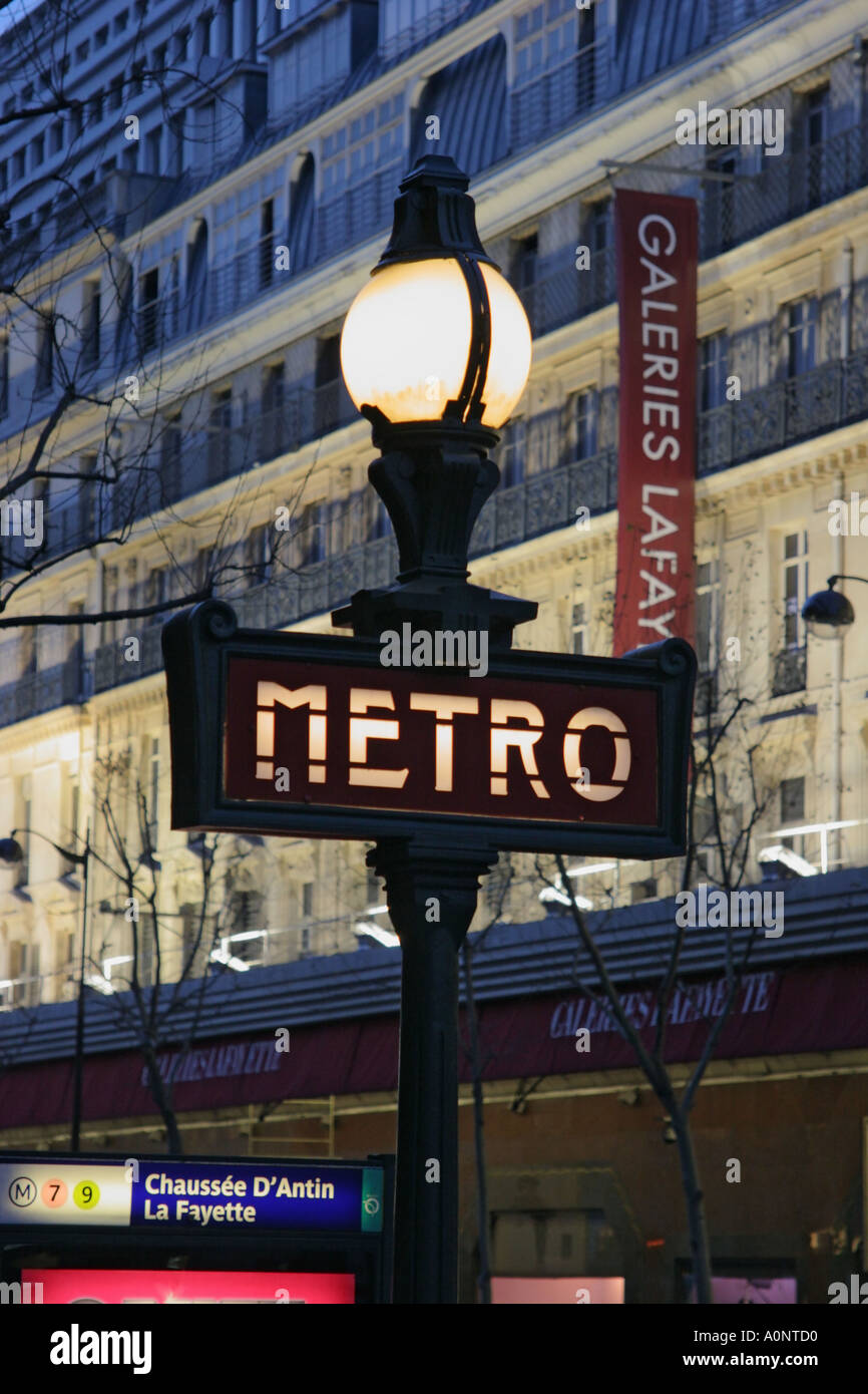 Metro station sign at night Paris France Stock Photo - Alamy